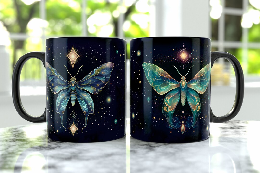 Luna Moth Mug, Celestial Moth Coffee Mug, Cottage Core Mug, Moth Mug ...