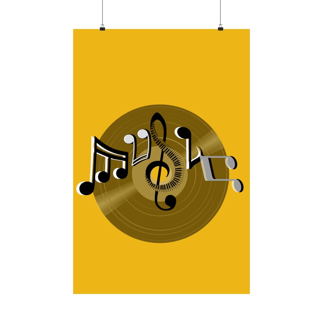 Music Notes Vinyl Record Poster, Musical Wall Art, Matte Vertical Art ...