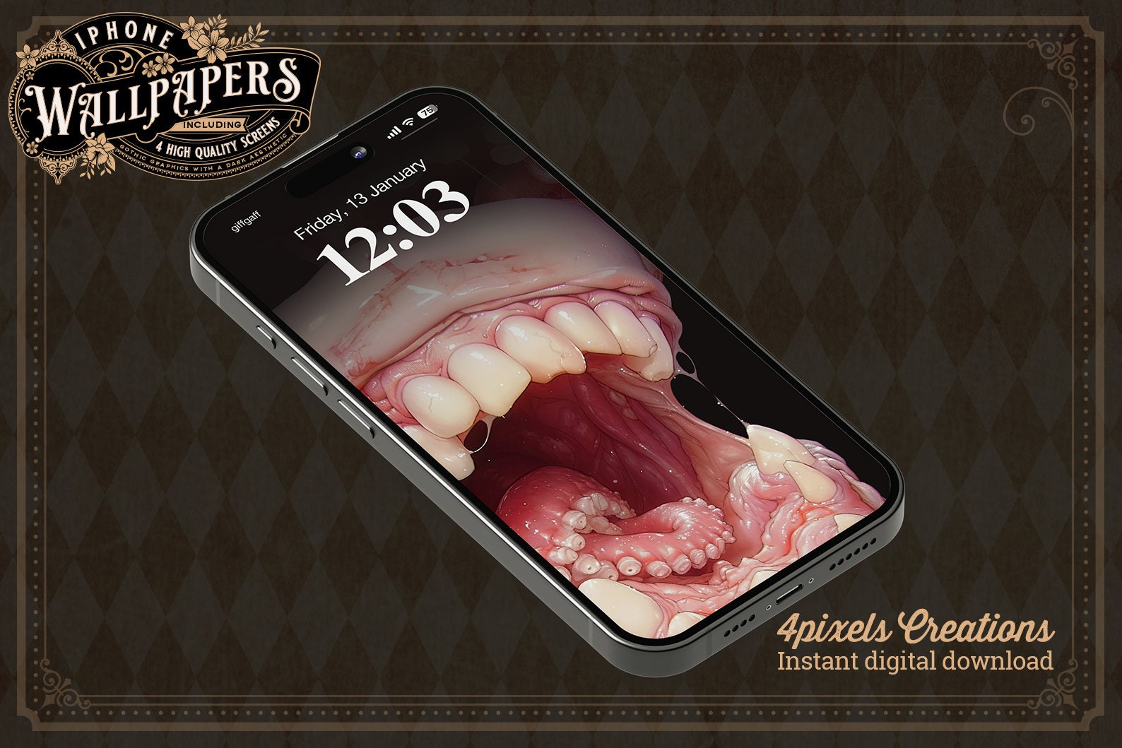 Dark Horror Themed Mobile Phone Wallpapers. Instant Download of 4 High ...