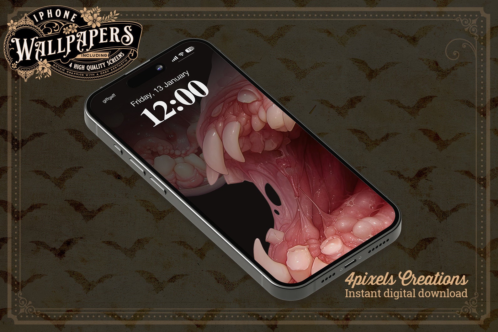 Dark Horror Themed Mobile Phone Wallpapers. Instant Download of 4 High ...