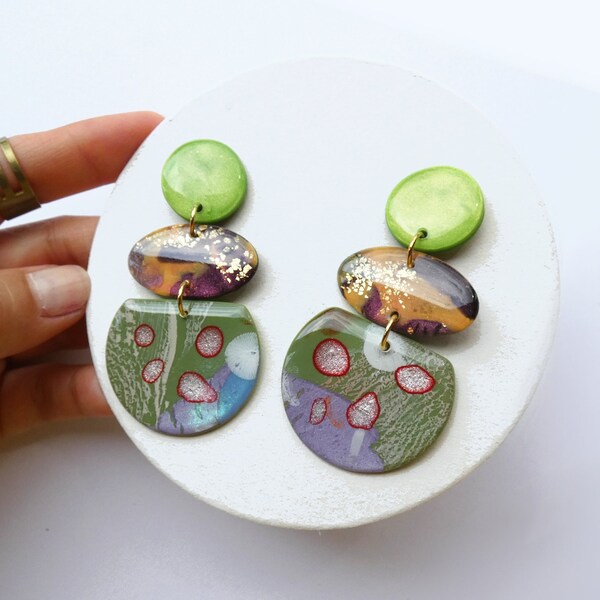 Large Colorful Earrings - Etsy