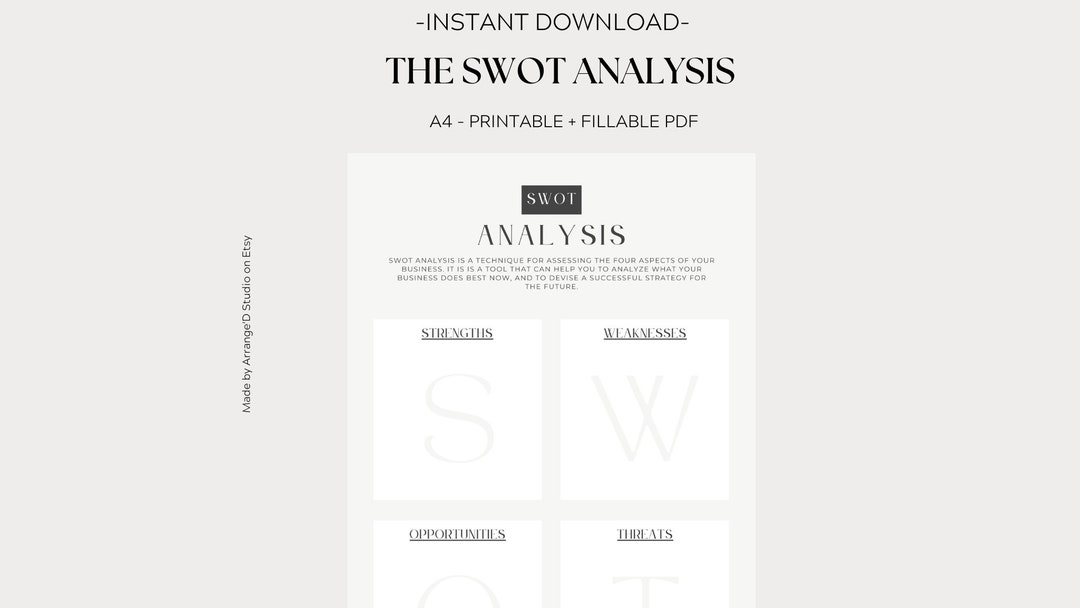 Swot Analysis Printable Swot Analysis PDF Business Planning - Etsy ...
