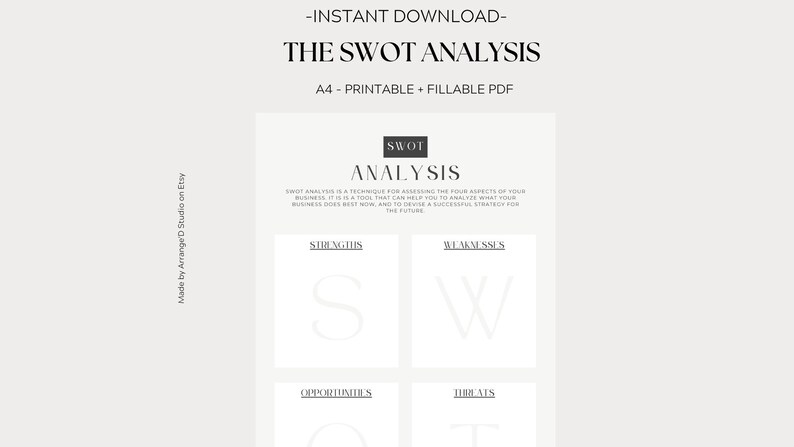 Swot Analysis Printable Swot Analysis PDF Business Planning - Etsy ...