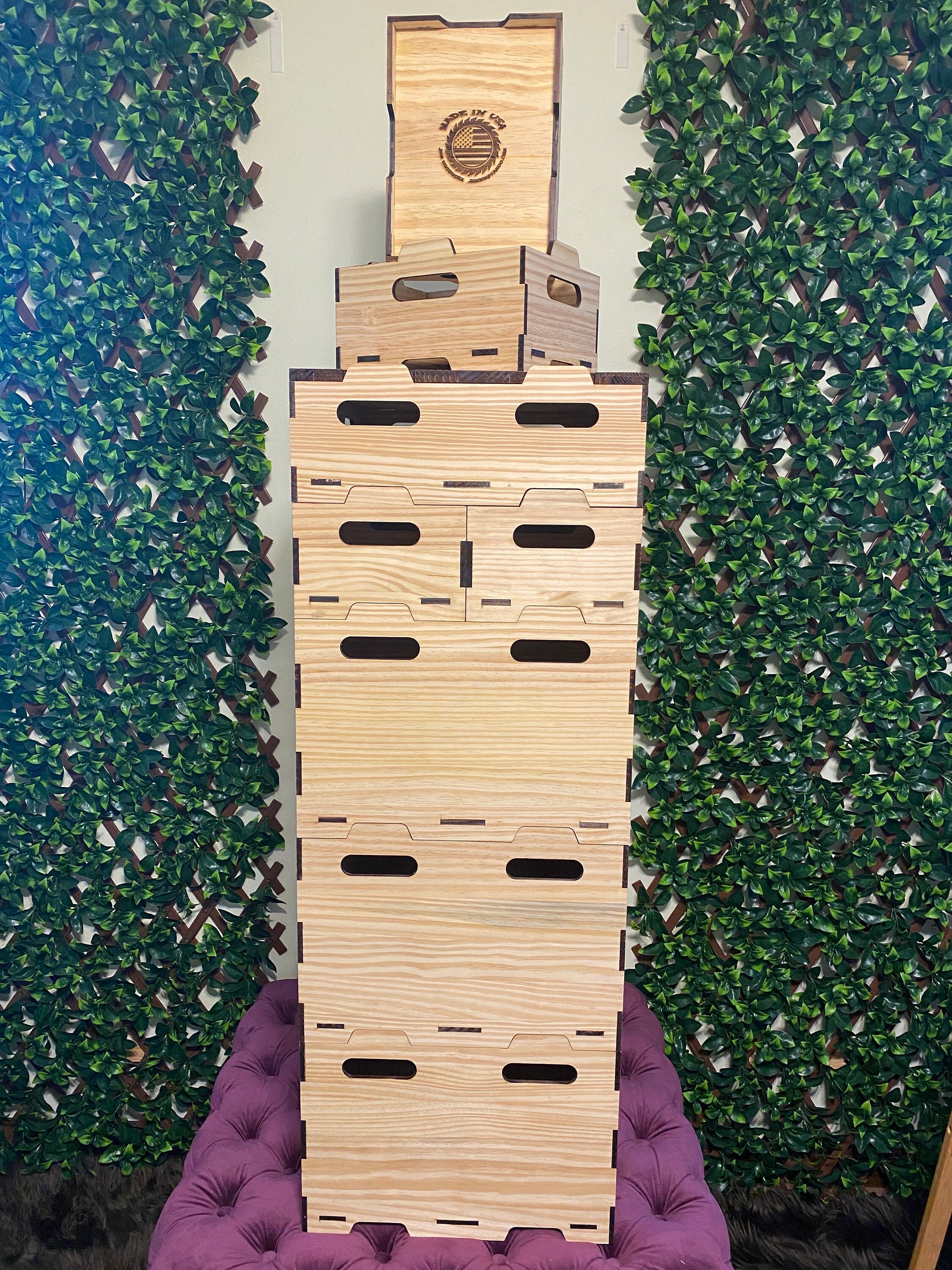 Wooden Crate Modular Stacking Size Medium Tall Organization, Handmade ...