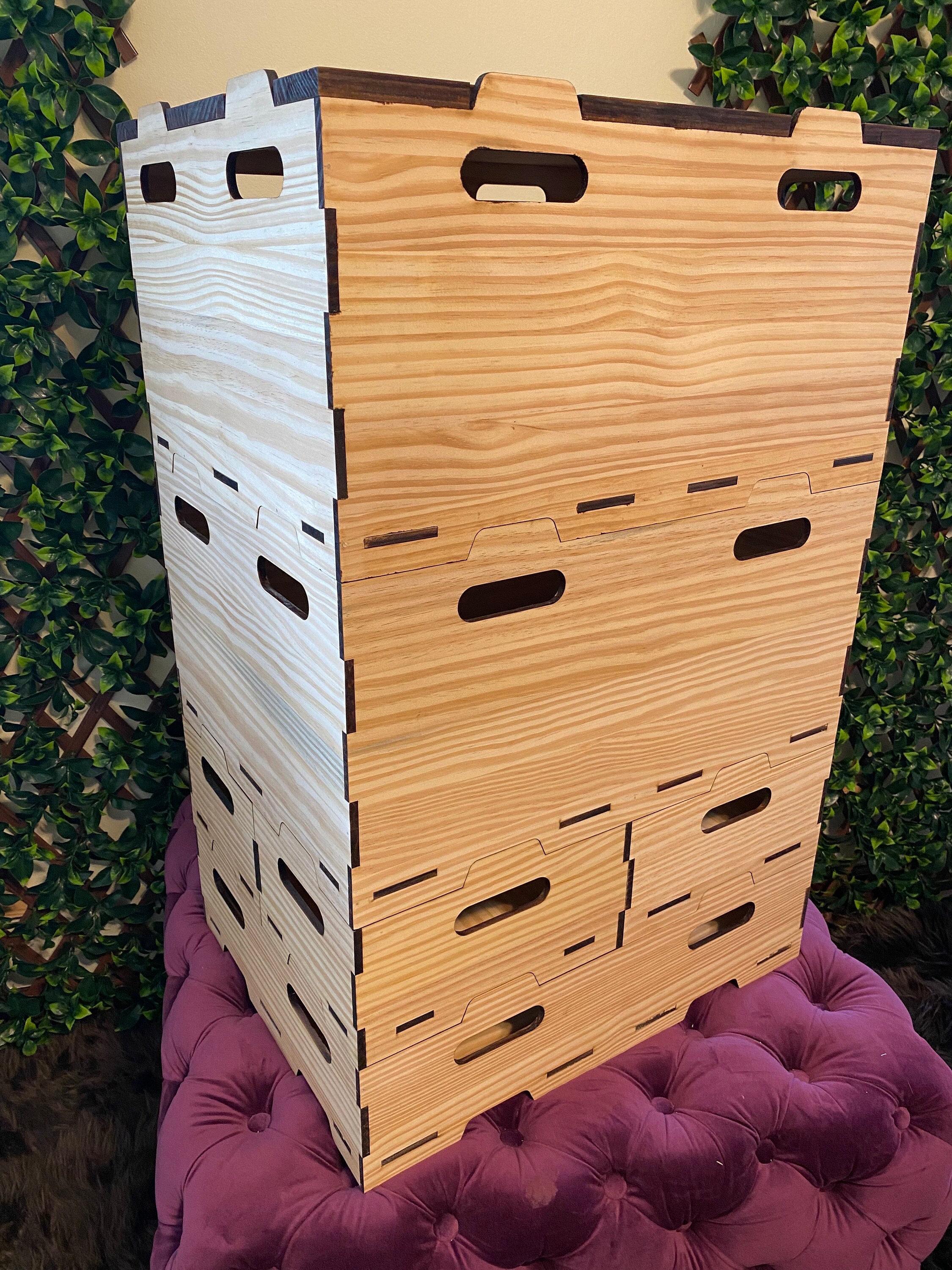 Wooden Crate Modular Stacking Size Medium Tall Organization, Handmade ...