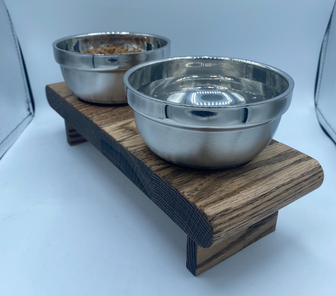 Handcrafted Elevated Cat Feeding Station - Food and Water Raised Stand ...