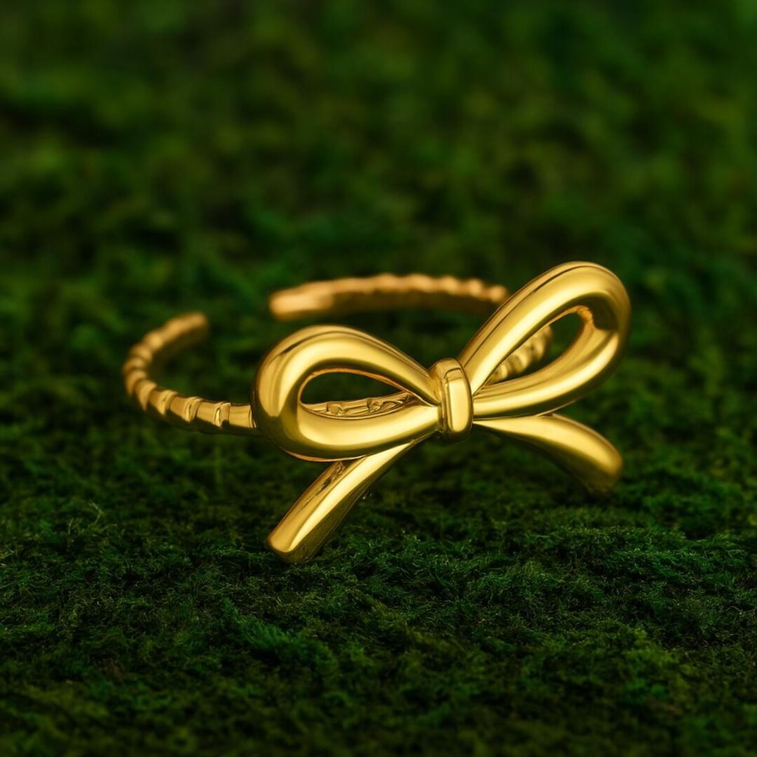 Golden Bow Bliss Ring - Stainless Steel - Etsy