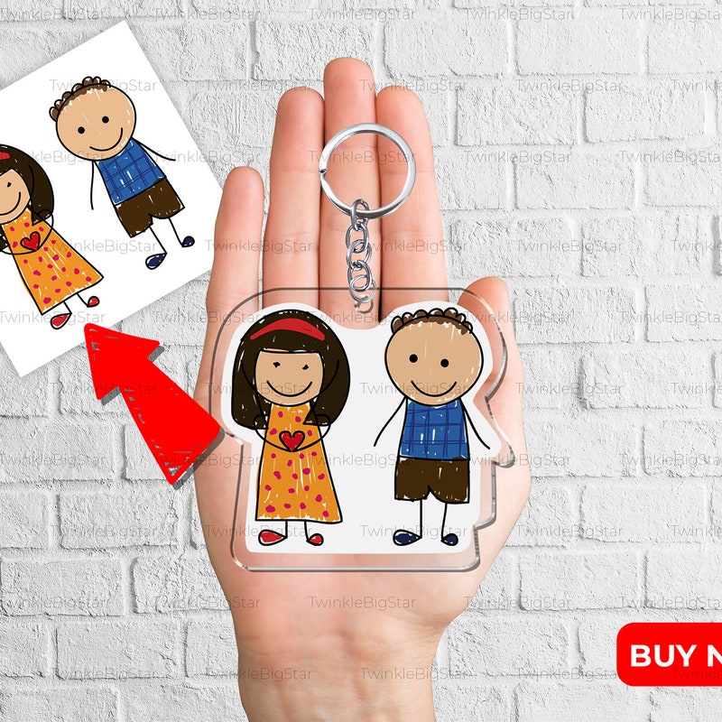 Kids Drawing Keychain - Etsy