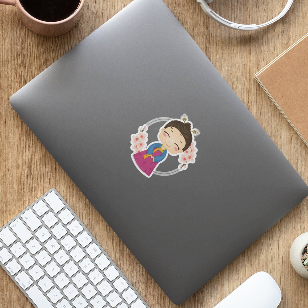 Korean Girl Sticker: Vinyl Laptop Decal - Etsy