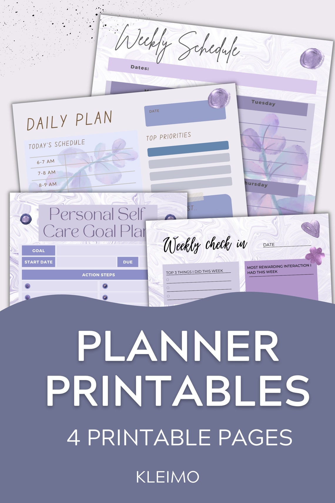 Purple ADHD Printable Planner. Daily and Weekly Schedule Plus Weekly ...