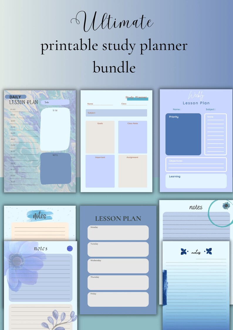 Stylish Study Planner Bundle. Digital Student Planner, College Planner ...