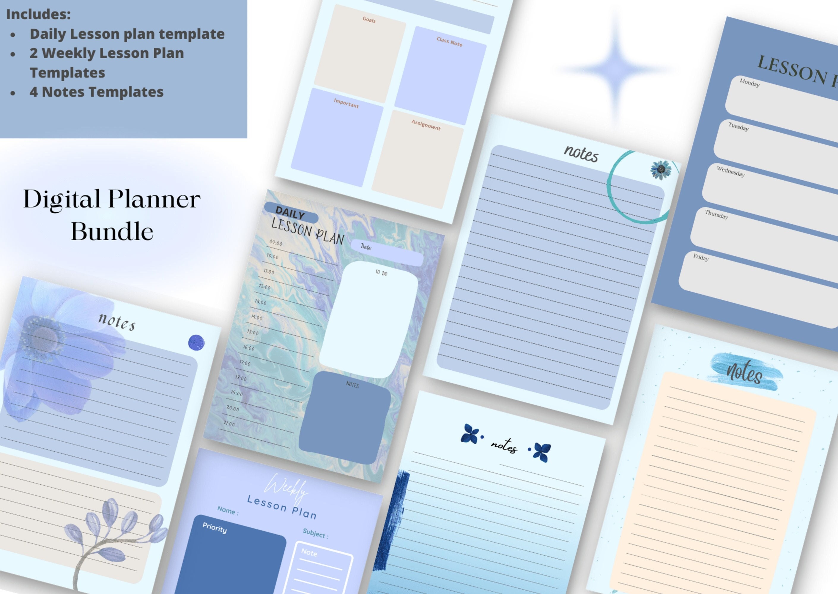 Stylish Study Planner Bundle. Digital Student Planner, College Planner ...