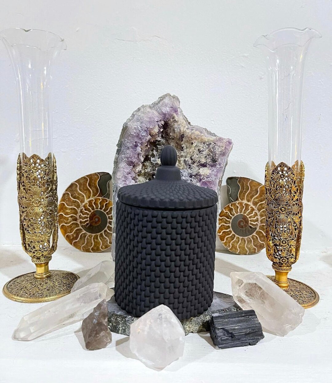 Nyx Goddess of the Night Matte Black Glass Vessel Natural Soy Free Hand ...