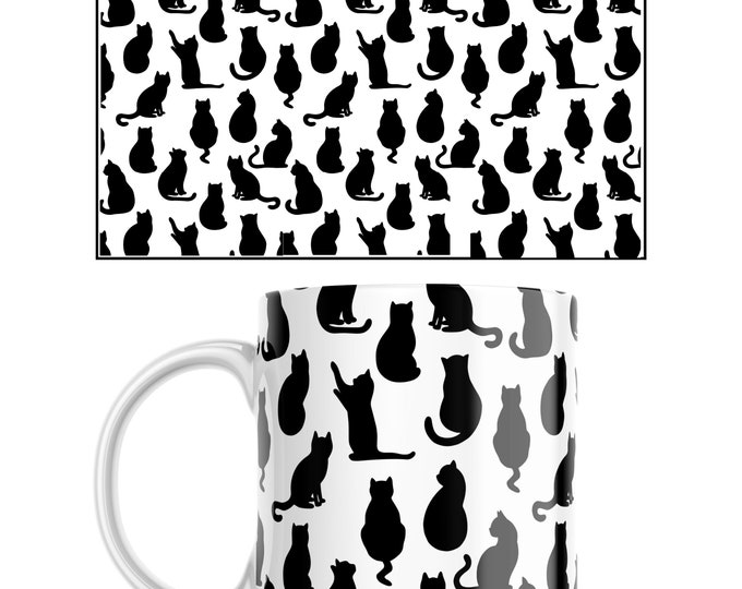 Cat Design Mug,cat Detailed Digital Printing,11 Oz Mug,cup Wrap ...