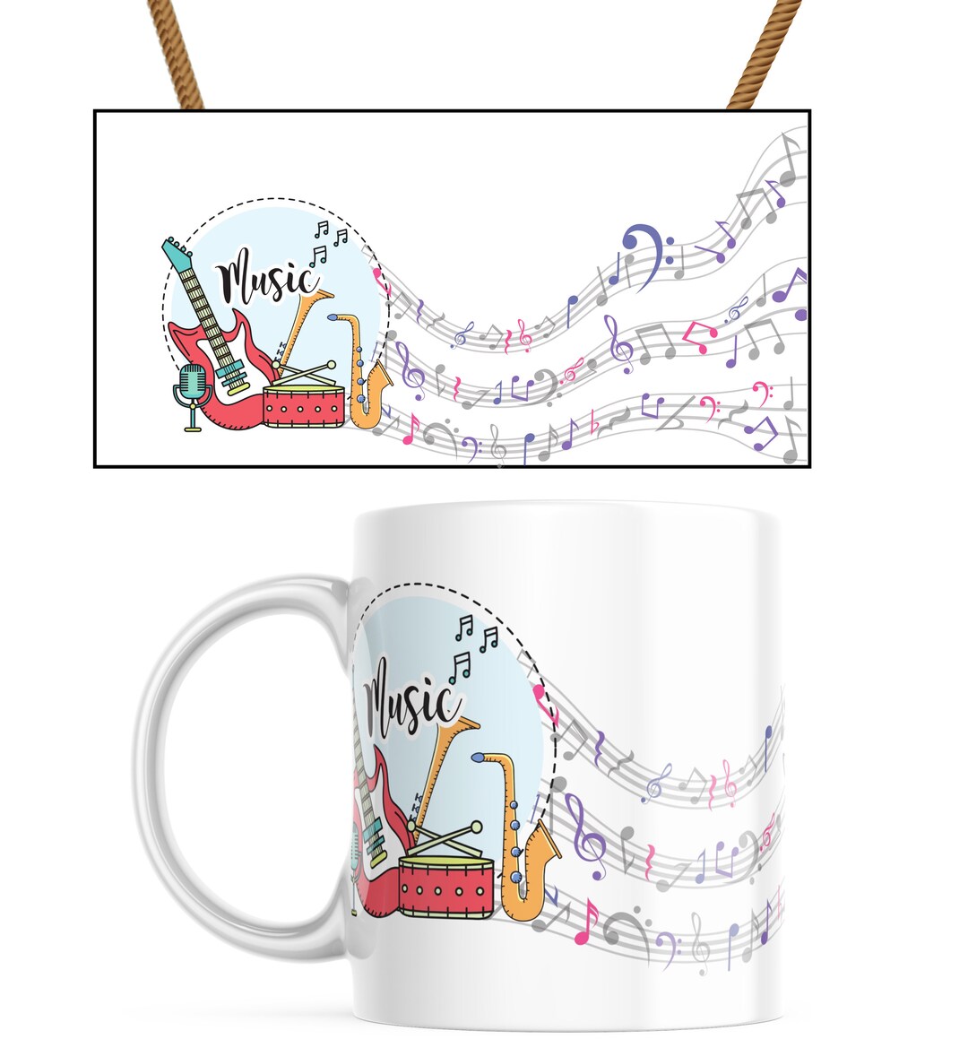 Music Notes Mug Sublimation,mug Sublimation With Music Notes ,tam Kupa ...
