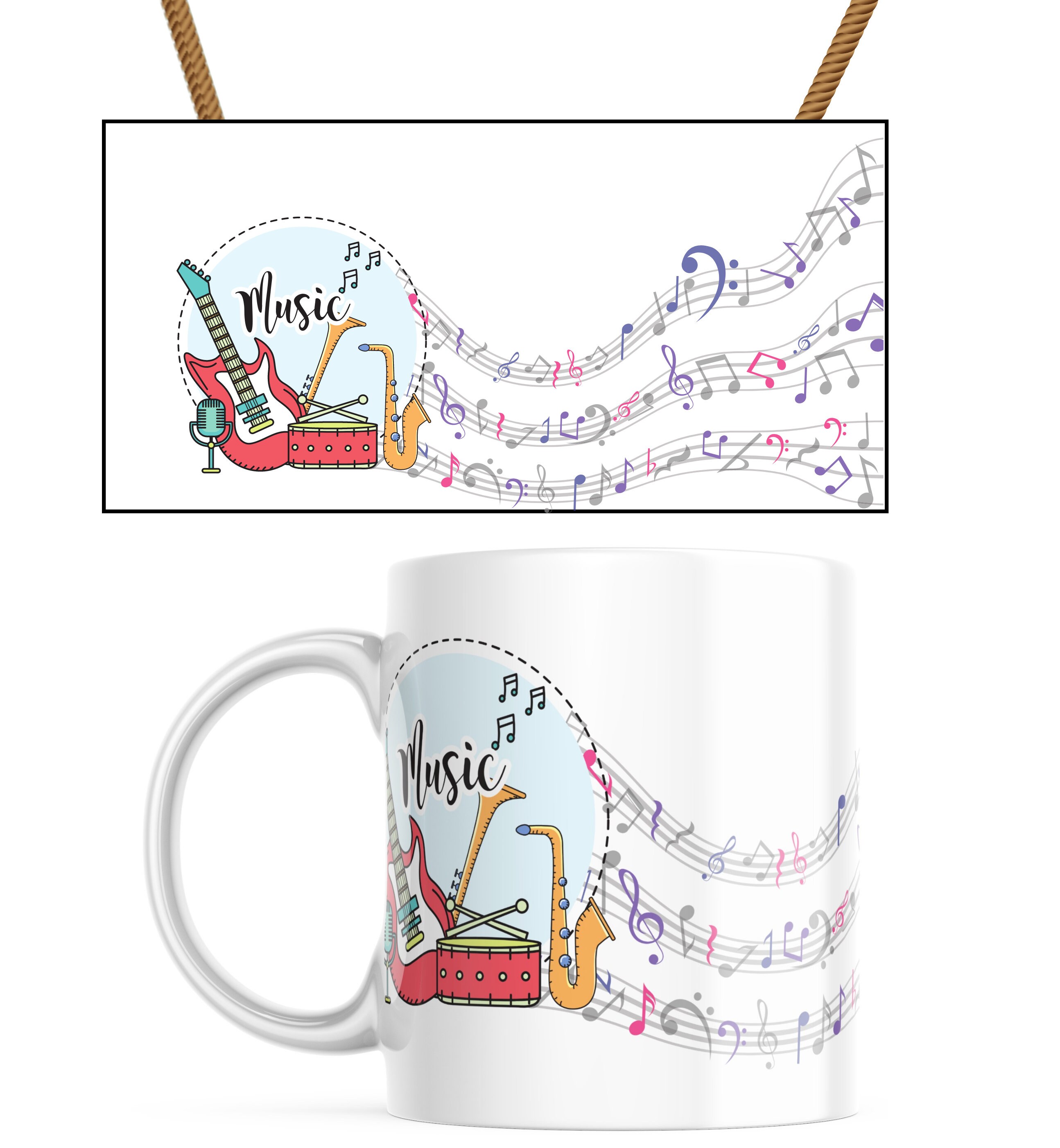 Music Notes Mug Sublimation,mug Sublimation With Music Notes ,tam Kupa ...
