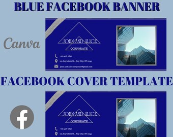 Blue Facebook Cover Template - Etsy