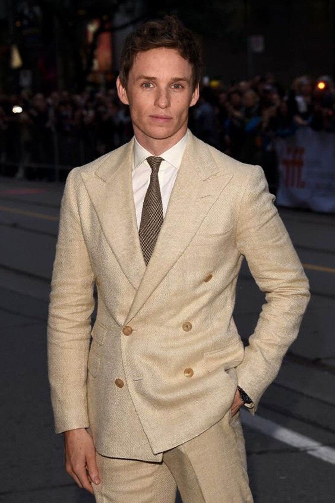 MEN BEIGE JACKET Linen Formal Fashion Double Breasted Style Slim Fit ...