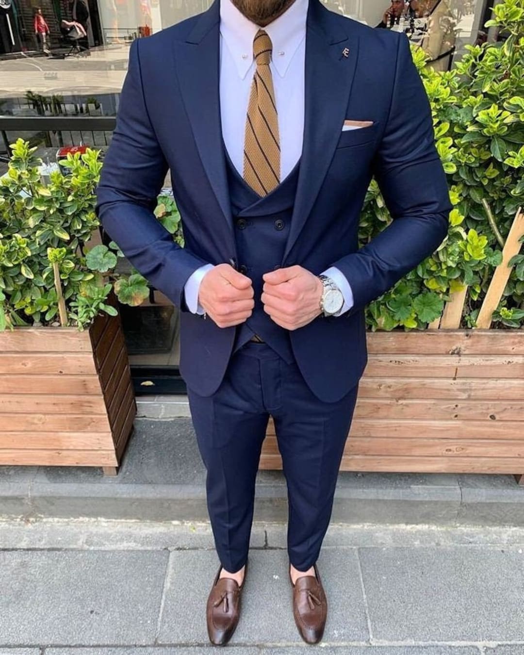 Men Suits Navy Blue 3 Piece Formal Fashion Party Wear Groom - Etsy