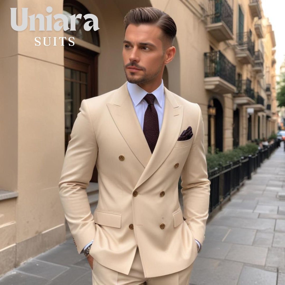 Men Tailored Suit Men 2 Piece Suit Men Wedding Suit Men Ivory Suit Men ...