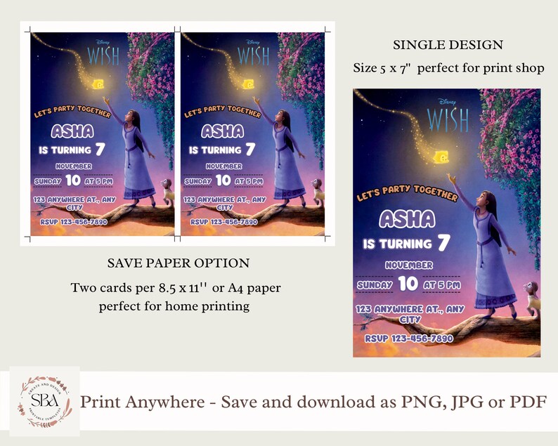 Wish Birthday Invitation, Disney Wish Invitation, Wish Printable ...