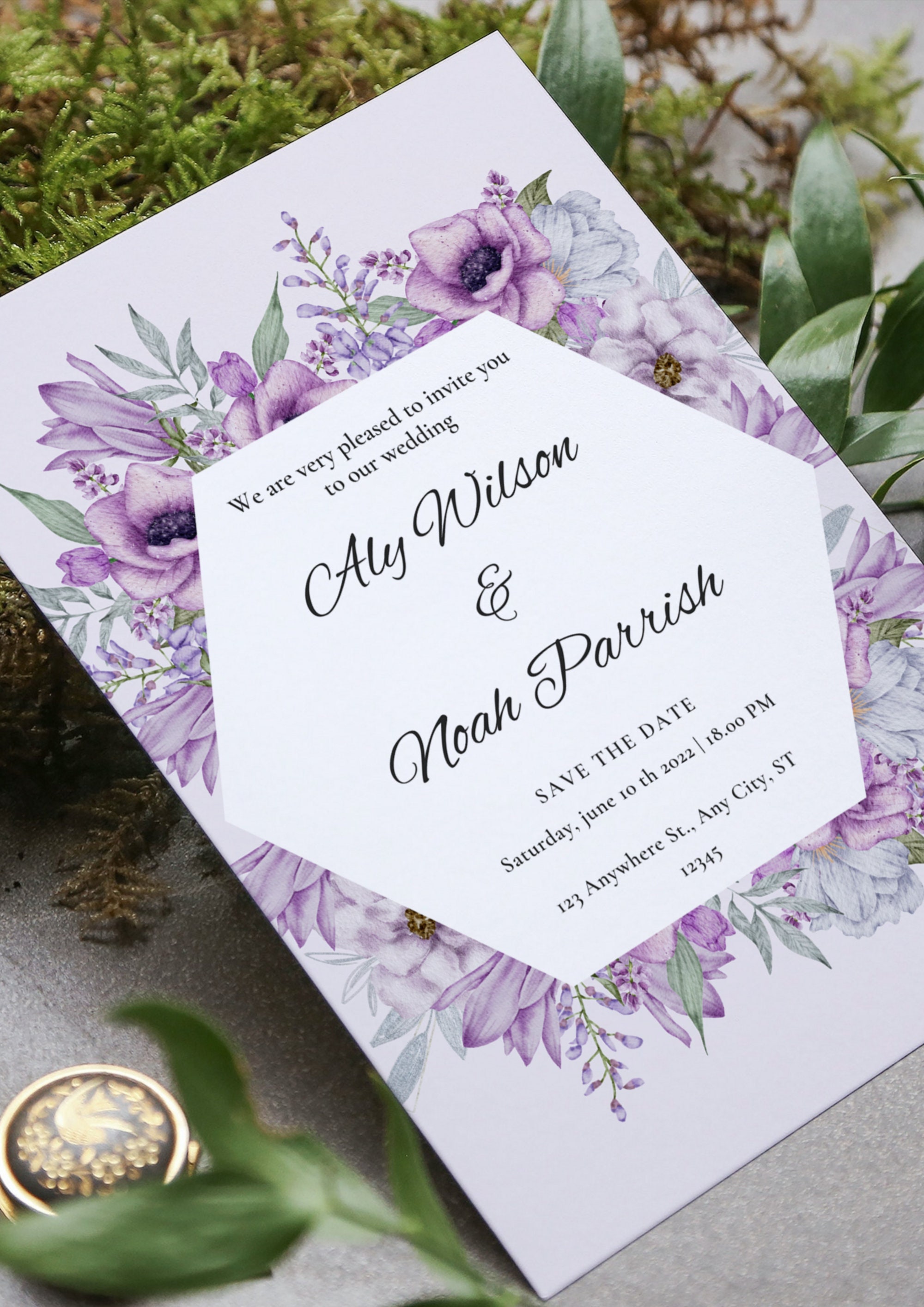 Lavender Wedding Invitation, Lavender Wedding, Invitation Template ...