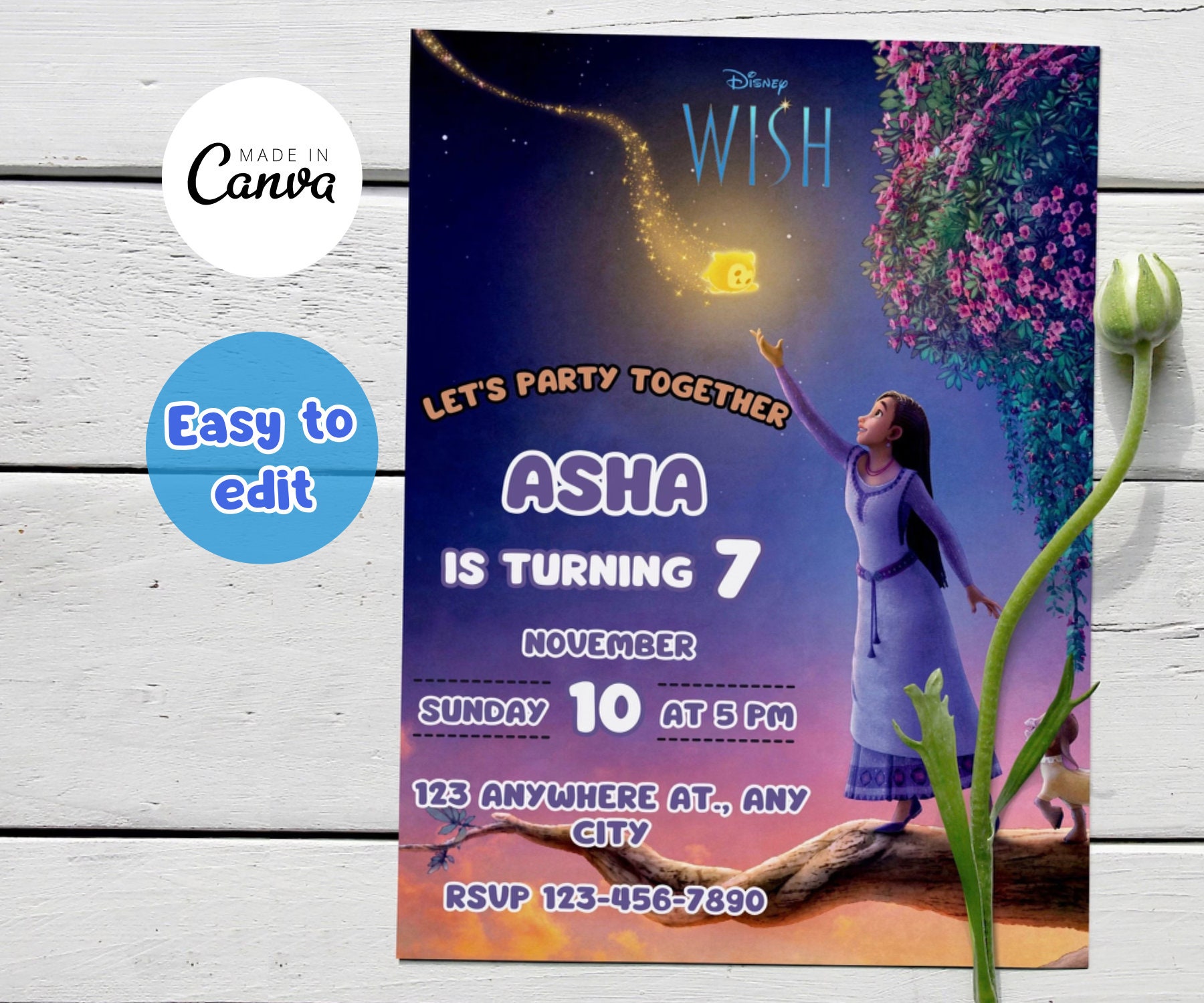 Wish Birthday Invitation, Disney Wish Invitation, Wish Printable ...