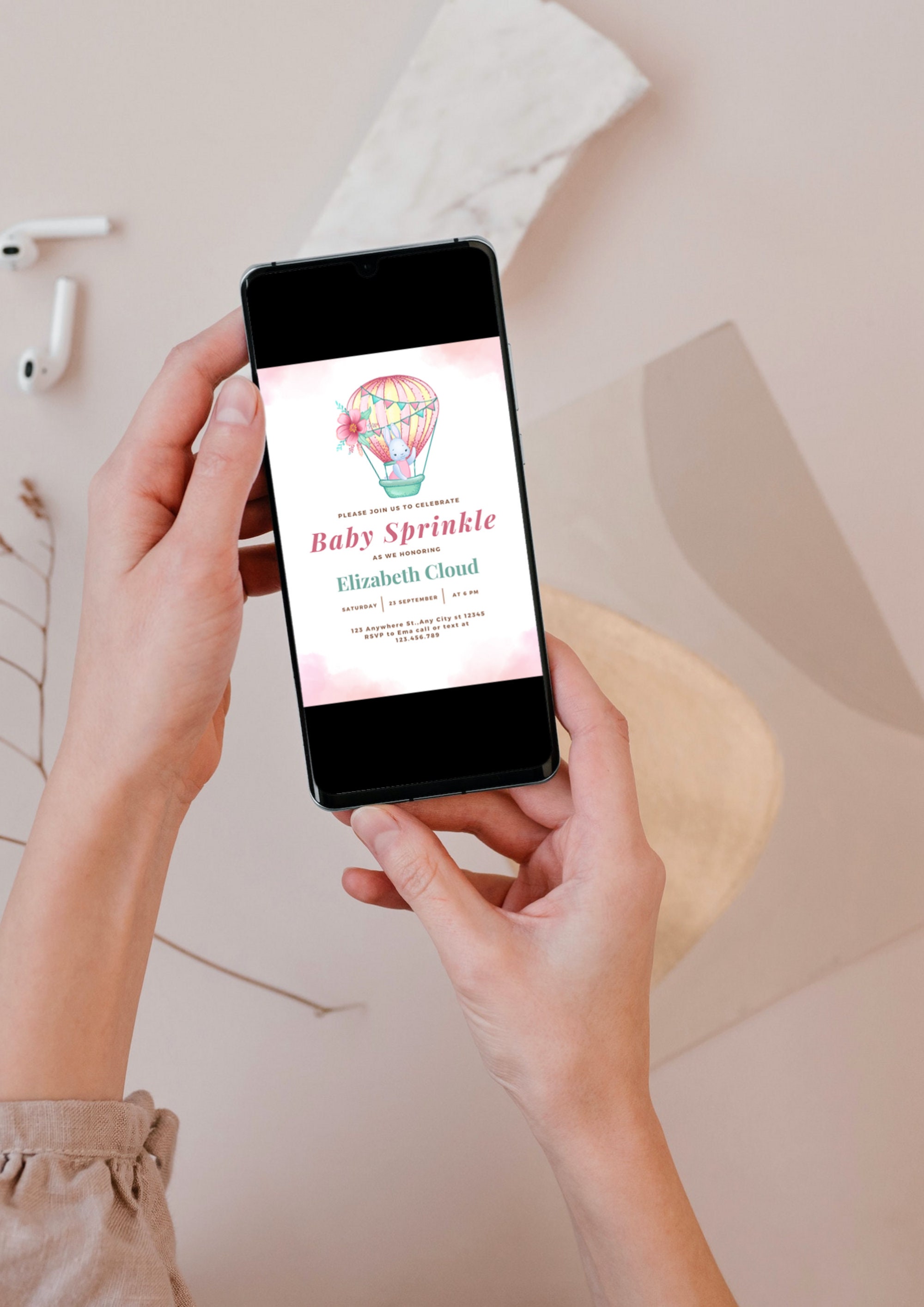 Baby Sprinkle Invitation Girl, Bunny Sprinkle Baby Shower Invitation ...