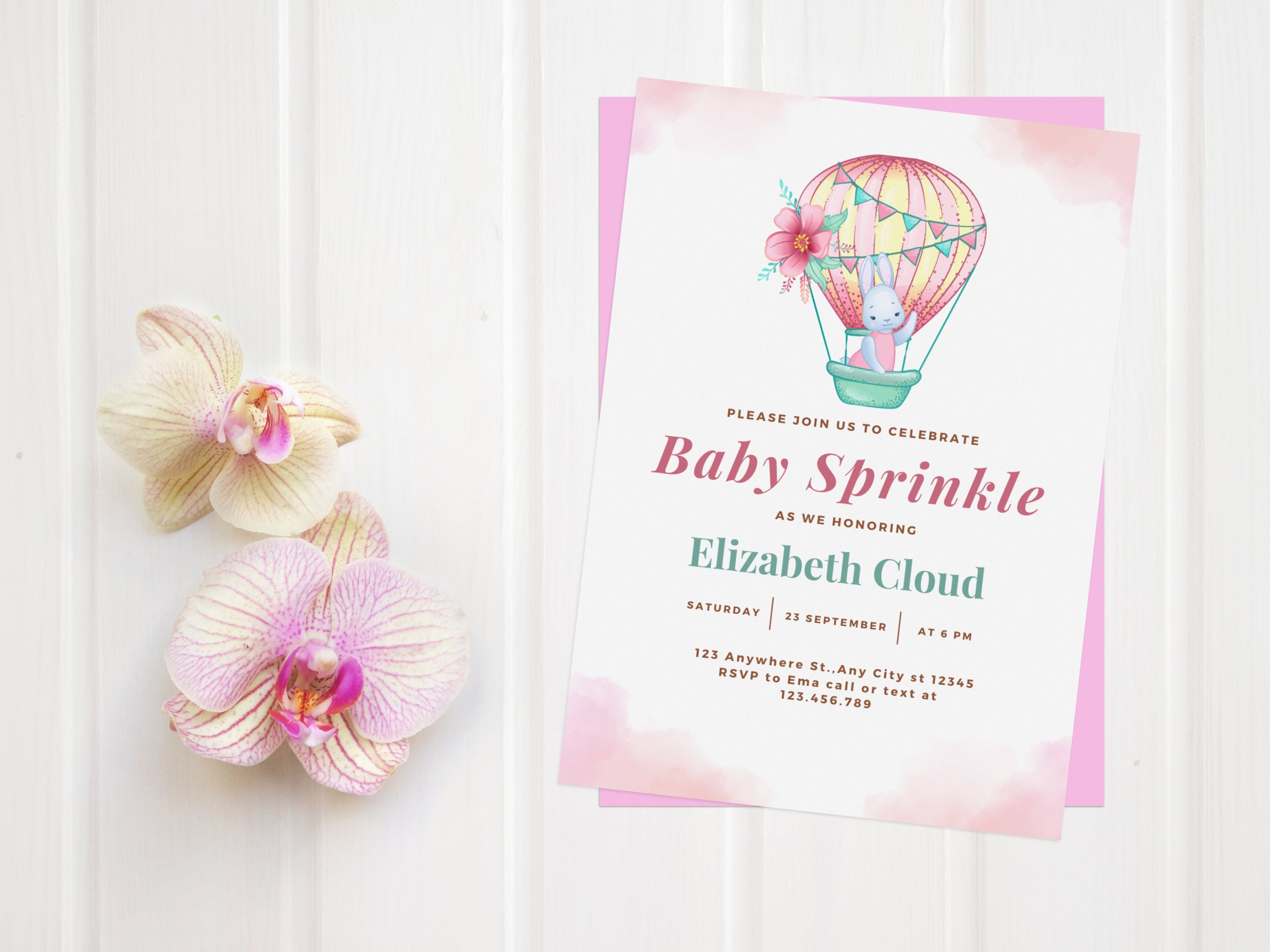 Baby Sprinkle Invitation Girl, Bunny Sprinkle Baby Shower Invitation ...