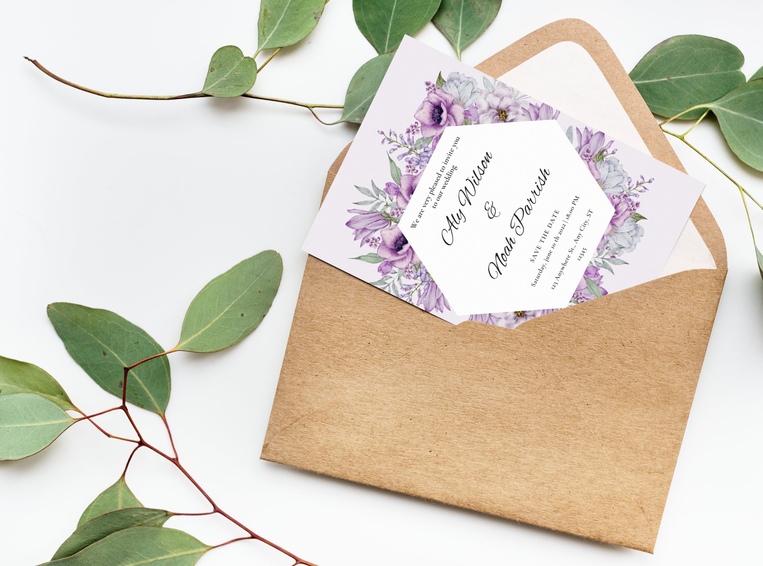 Lavender Wedding Invitation, Lavender Wedding, Invitation Template ...