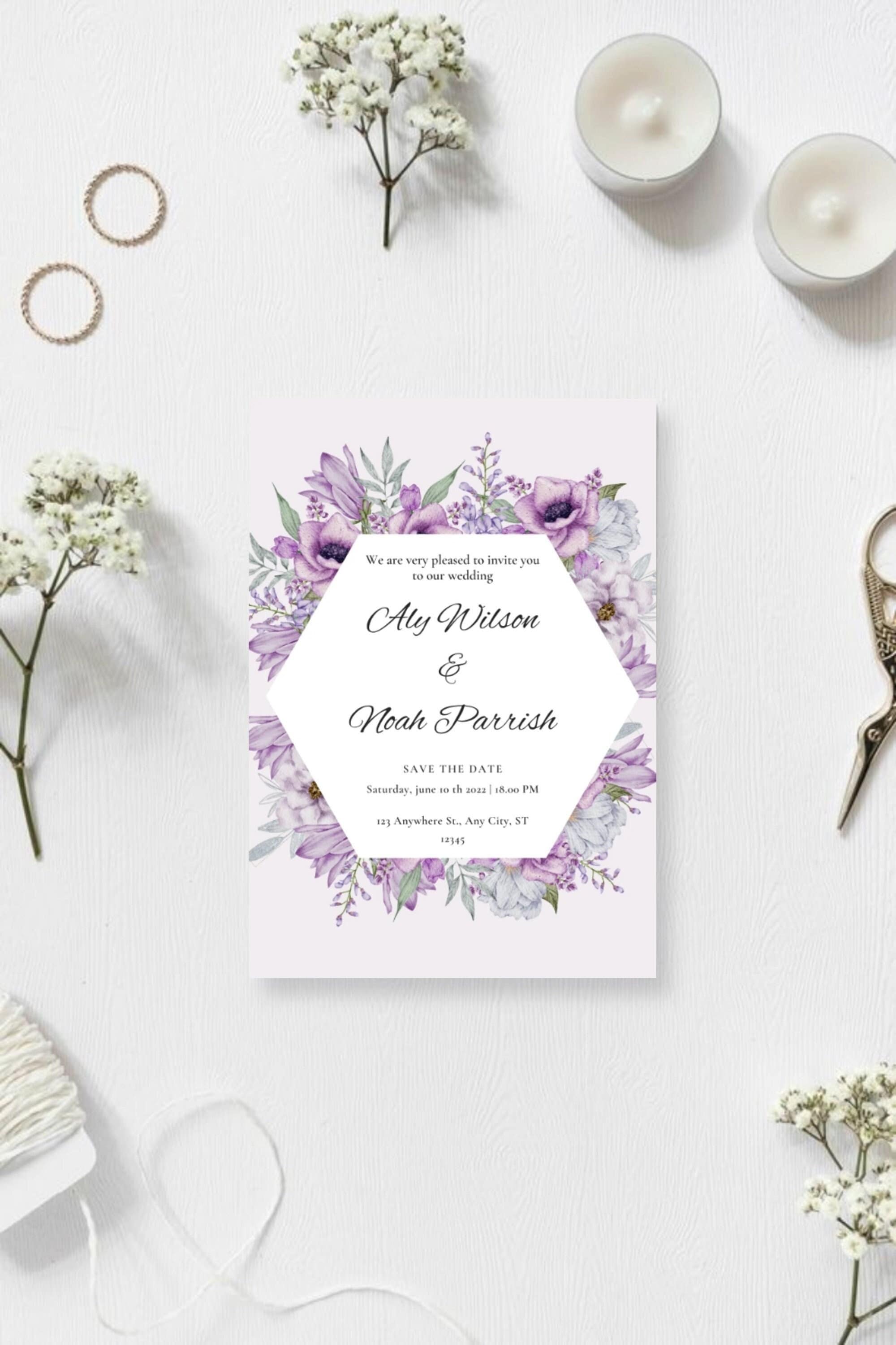 Lavender Wedding Invitation, Lavender Wedding, Invitation Template ...