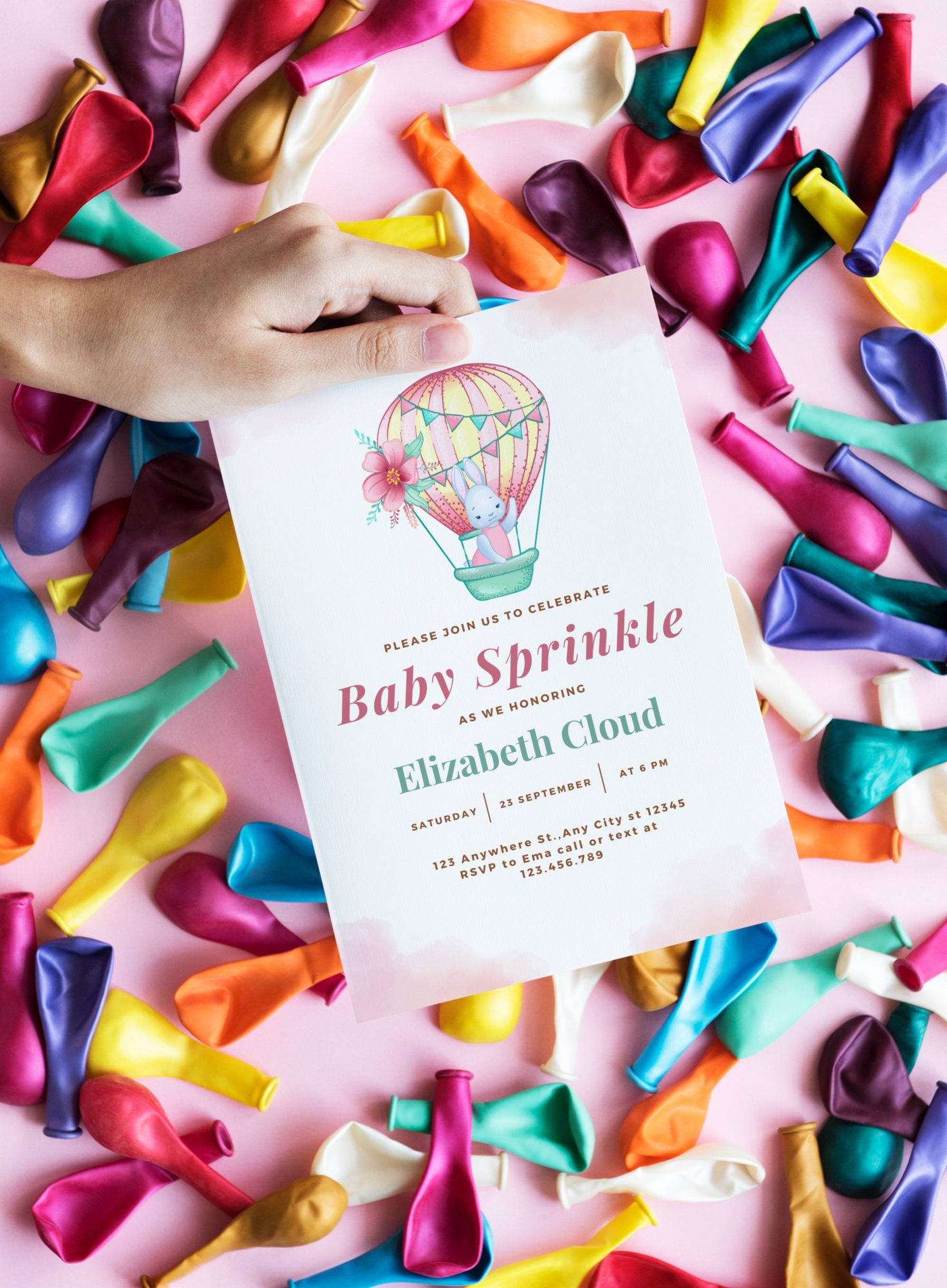 Baby Sprinkle Invitation Girl, Bunny Sprinkle Baby Shower Invitation ...