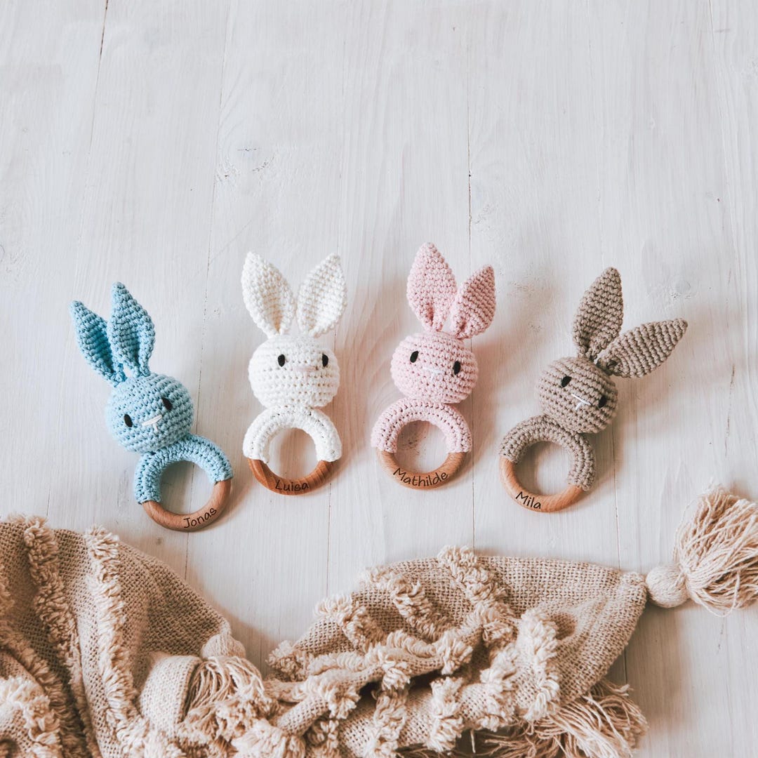 Personalized Bunny Teething Ring – Newborn Gift for Boys and Girls ...