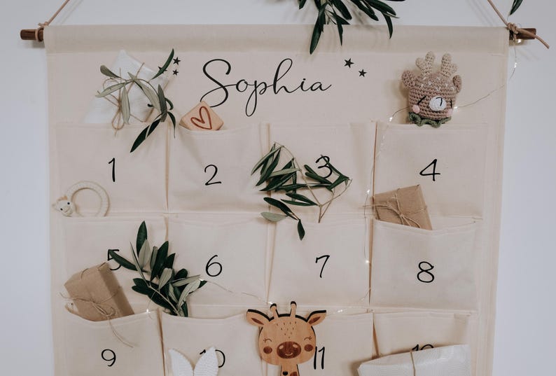 Kids Advent Calendar to Fill – Personalized Fabric Christmas Countdown ...