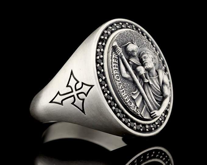 Silver Saint Christopher Ring, Handmade Saint Christopher Rings, Unisex ...