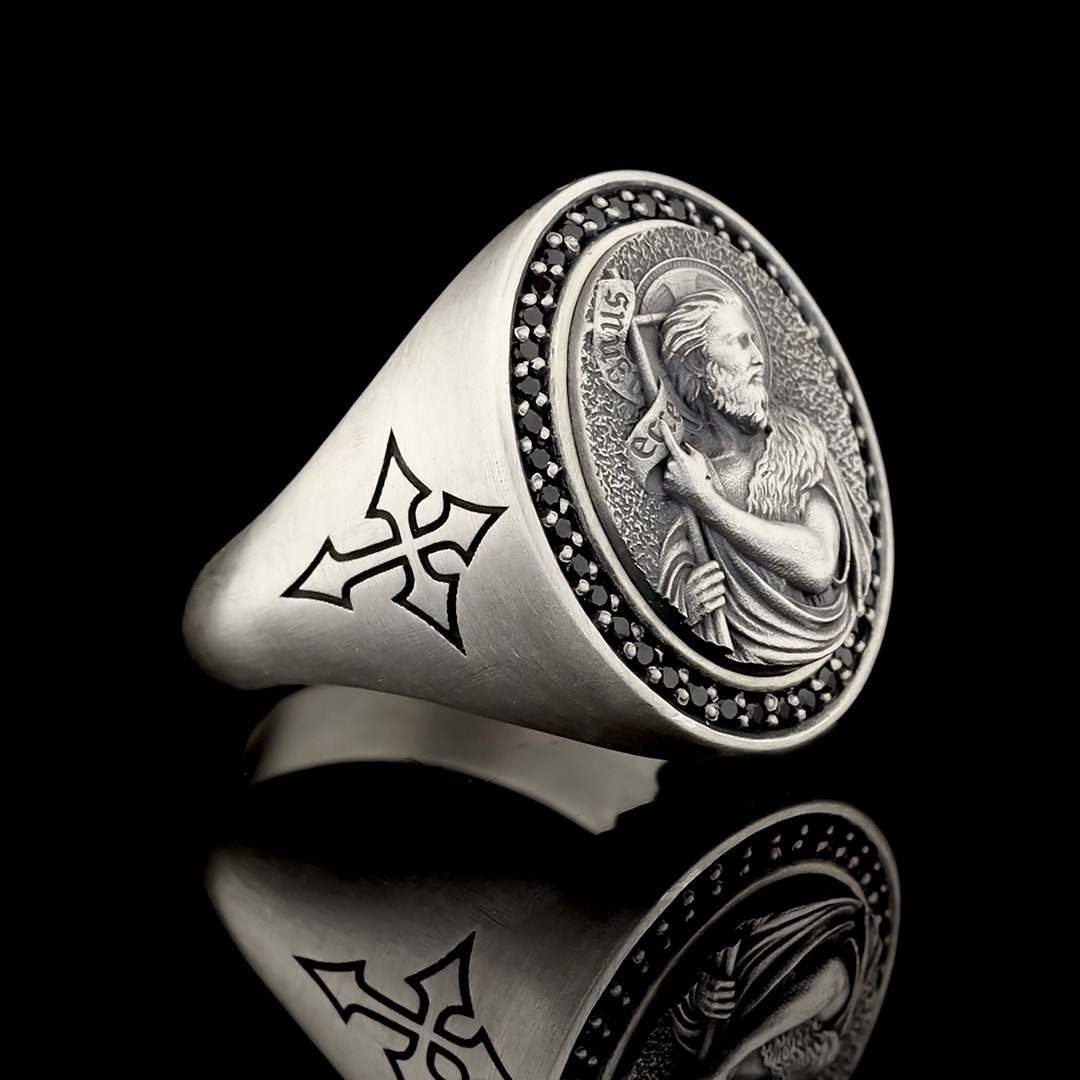 Silver Saint John Ring, Natural Stone St. John Rings, Handmade St. John ...