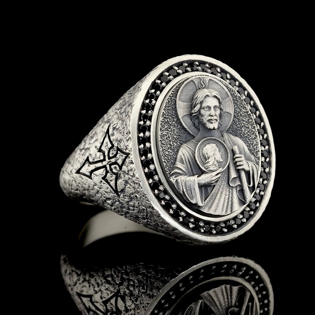 Natural Stone Saint Jude Ring, Handmade Saint Jude Accessories, Silver Saint Jude Jewelry ...