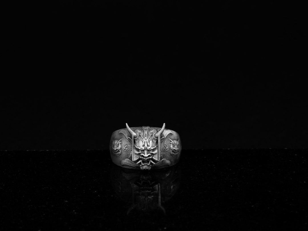Oni Band Japanese Demon Ring, Mythology Inspired Sterling Silver ...