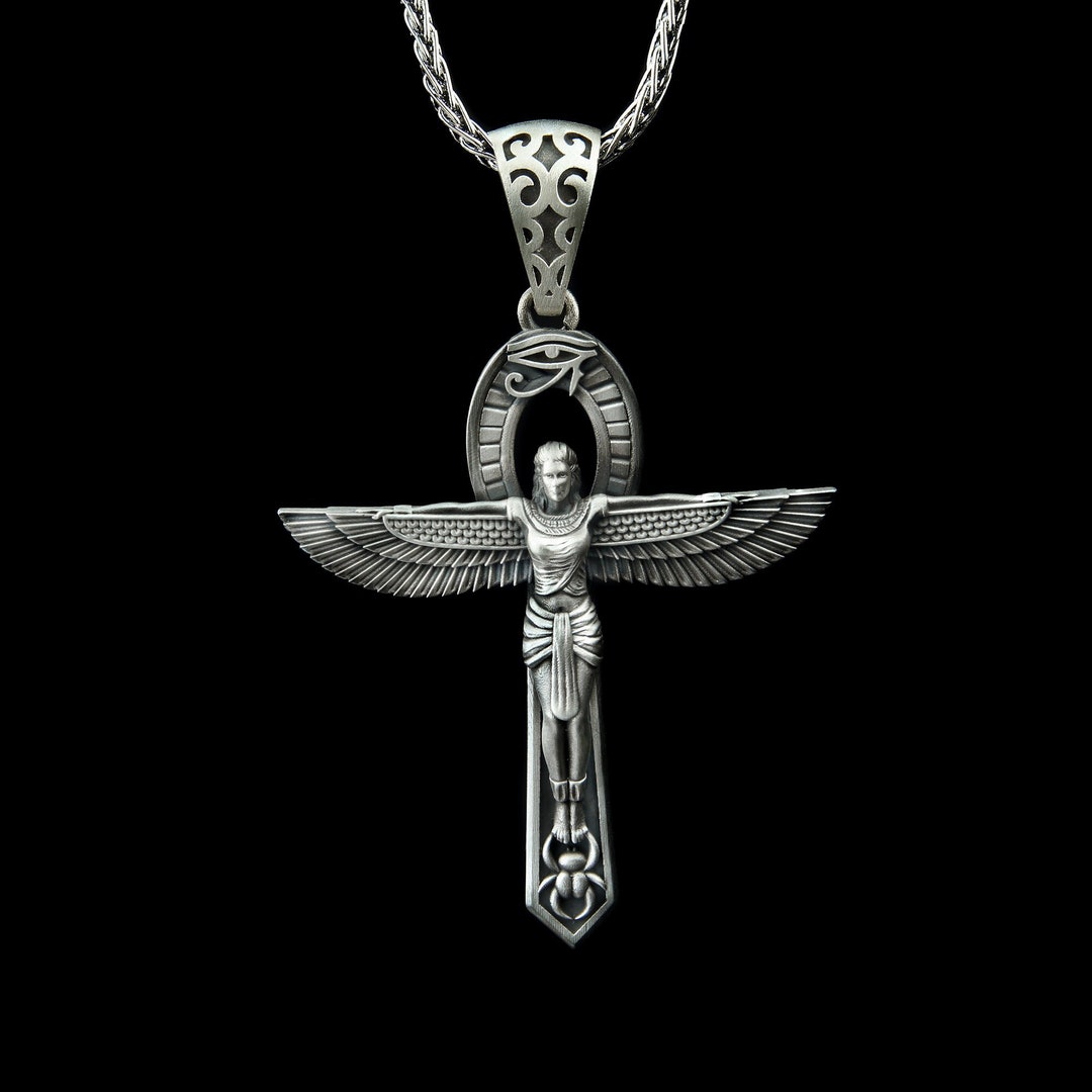 Silver Goddess Isis Necklace, Egyptian Woman Isis Necklace, Mother of ...