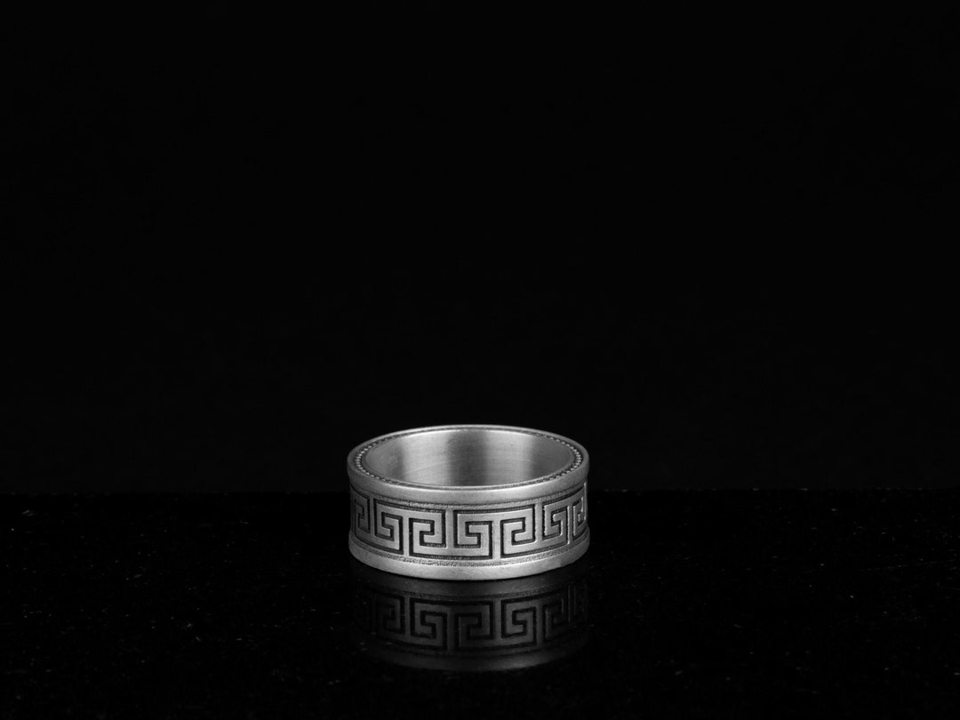Grecian Ring, Meander Mens Ring, Silver Grecian Ring, Ancient Greek ...