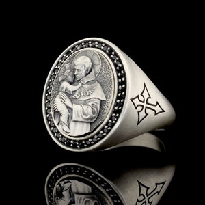 Silver Saint Anthony Ring, Handmade St. Anthony Rings, Natural Stone St ...