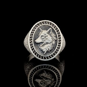 Noble Wolf Ring, Silver Wolf Accessories, Handmade Wolf Ring, Sideways ...