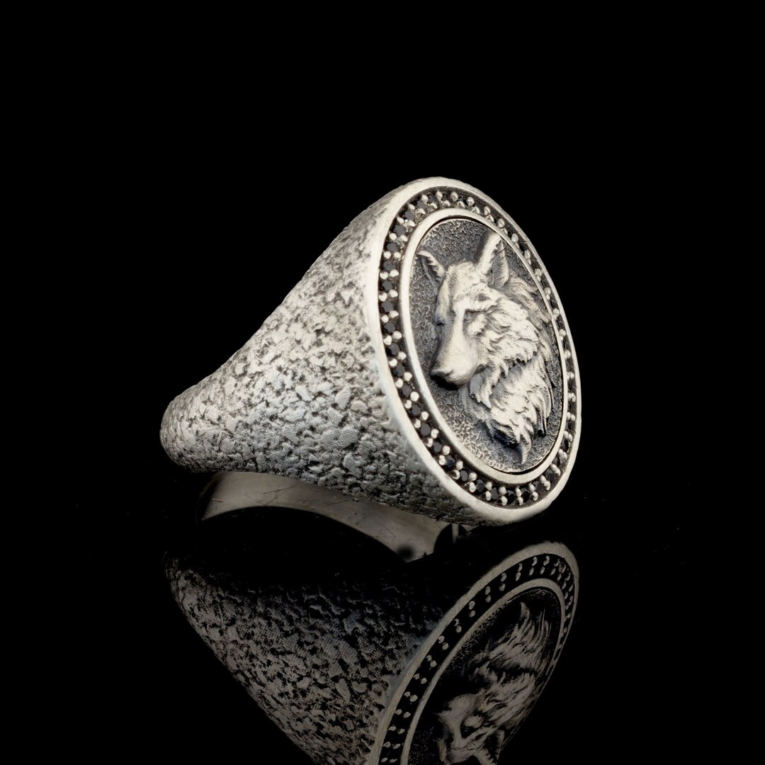 Noble Wolf Ring, Silver Wolf Accessories, Handmade Wolf Ring, Sideways ...