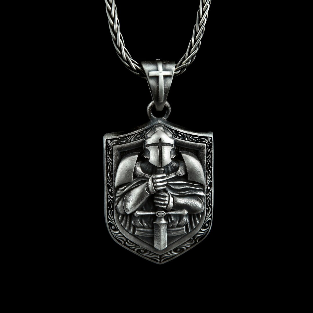 Christian Knight Templar Pendant, Silver Knight Templar Necklace ...