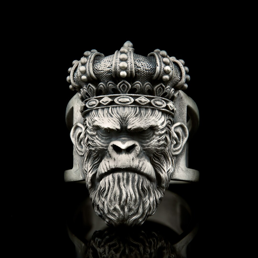 Handmade Silver Men's Monkey King Ring, Monkey King Accessories, Silver ...
