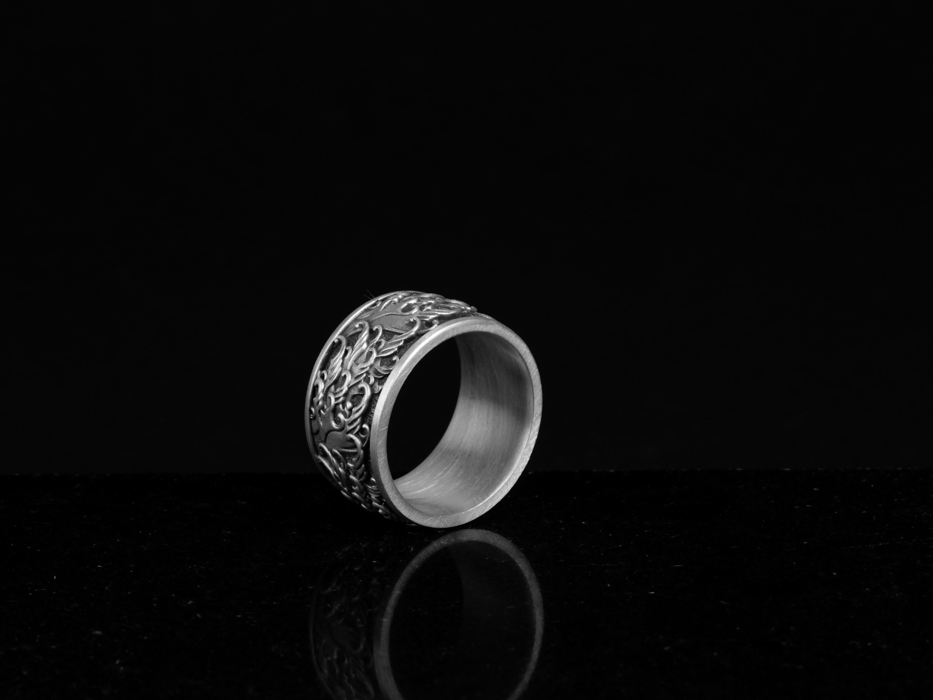 Waves Carp Ring, Ocean Sterling Ring, Silver Wedding Ring, Mens Ring ...