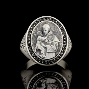 Silver Saint Anthony Ring, Handmade St. Anthony Rings, Natural Stone St ...