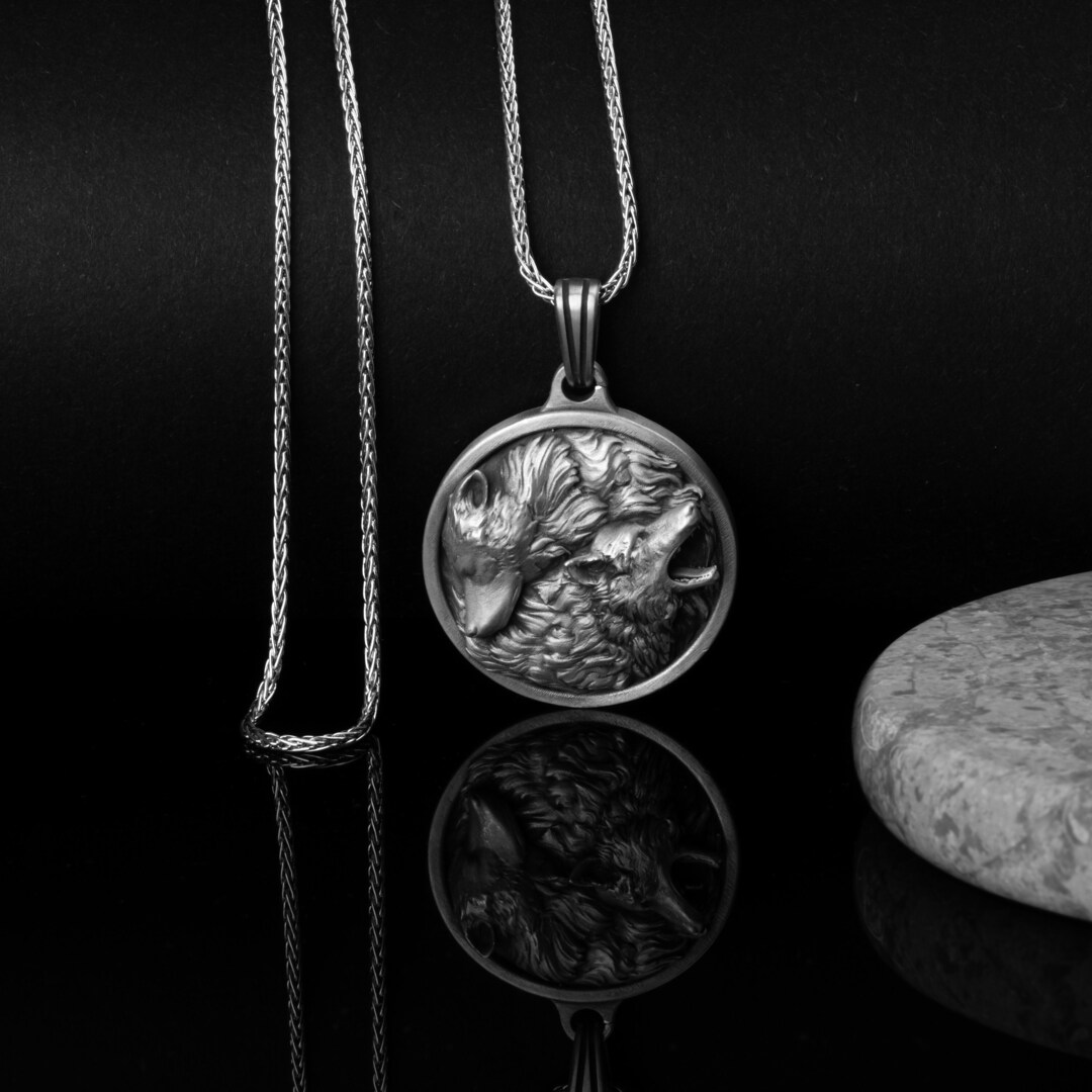 Wolf Howling Silver Necklace, Silver Animal Jewelry, Gifts for Full ...