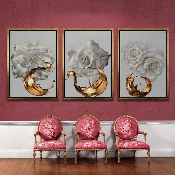 White Rose Wall Art - Etsy