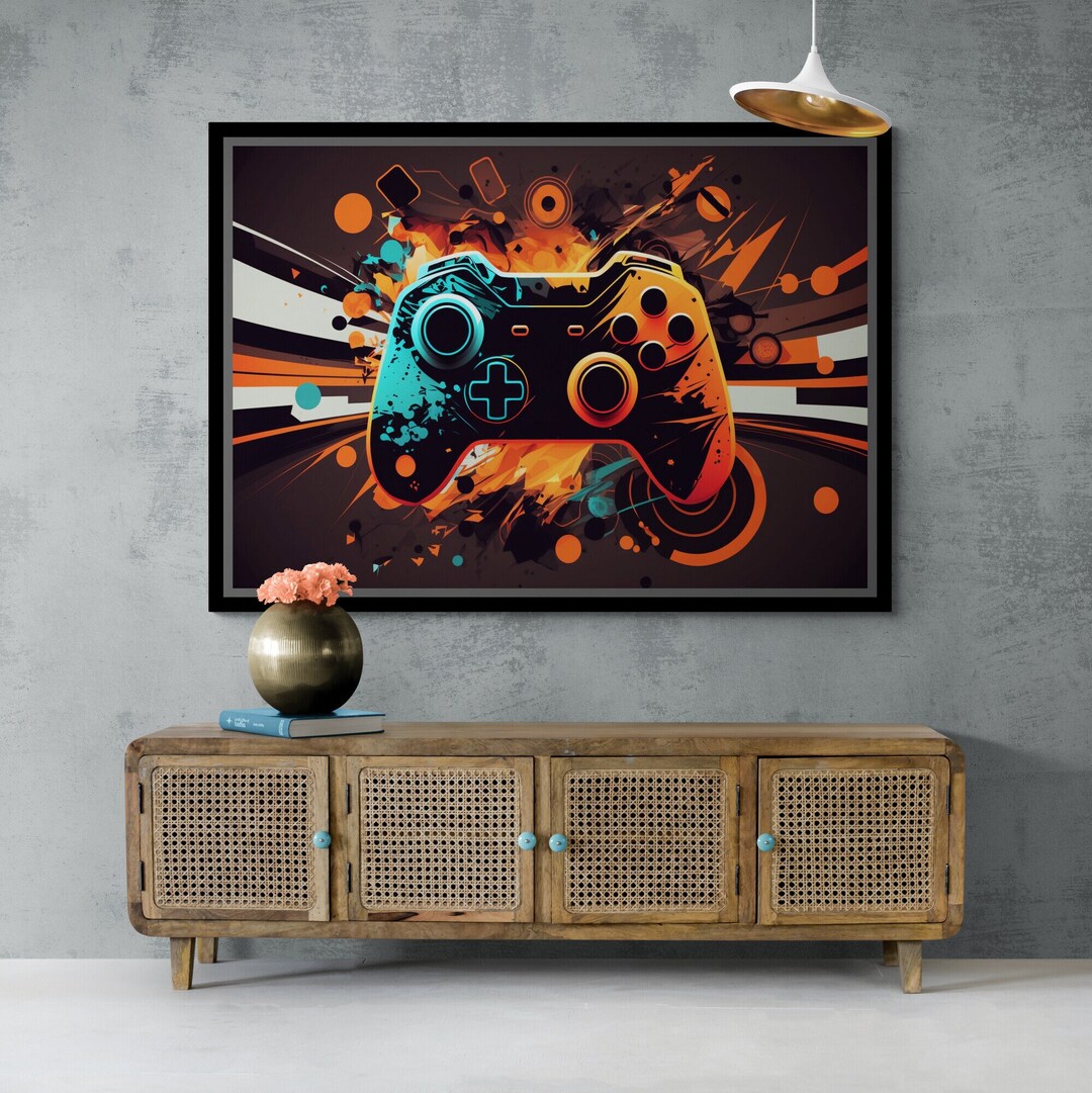 Game Console Canvas, Abstract Wall Art, Canvas for Gamer, Colorful Wall ...